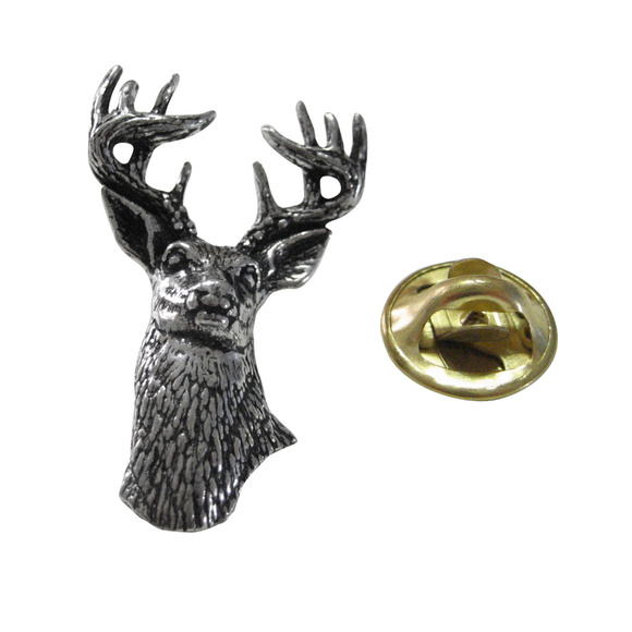 Kiola Designs | Accessories | White Tailed Stag Deer Head Lapel Pin ...